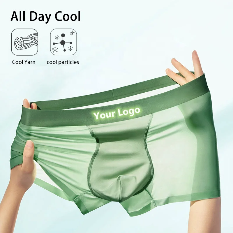 Custom Logo Cool Ice Silk Mens Briefs Boxers Breathable Mens Trunks ...