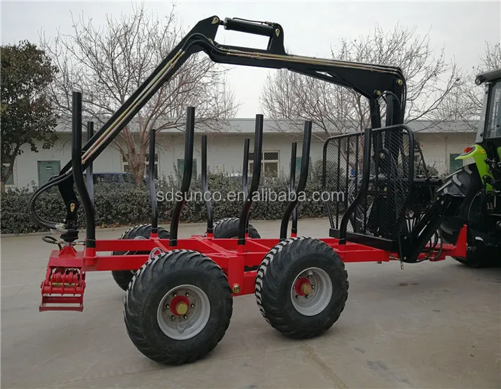 Forest Machine Wood Trailer with Crane Self Loading Log Trailer ...