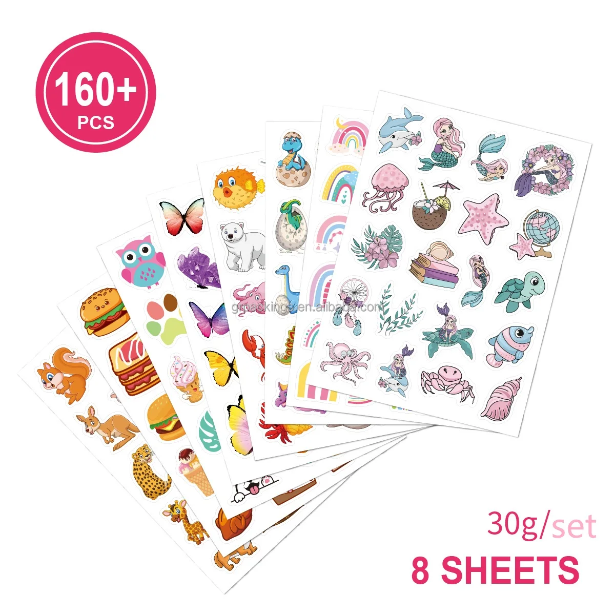 Kiss Cut Cute Cartoon Sticker Sheet for Kids Adults Water Bottle Laptop ...