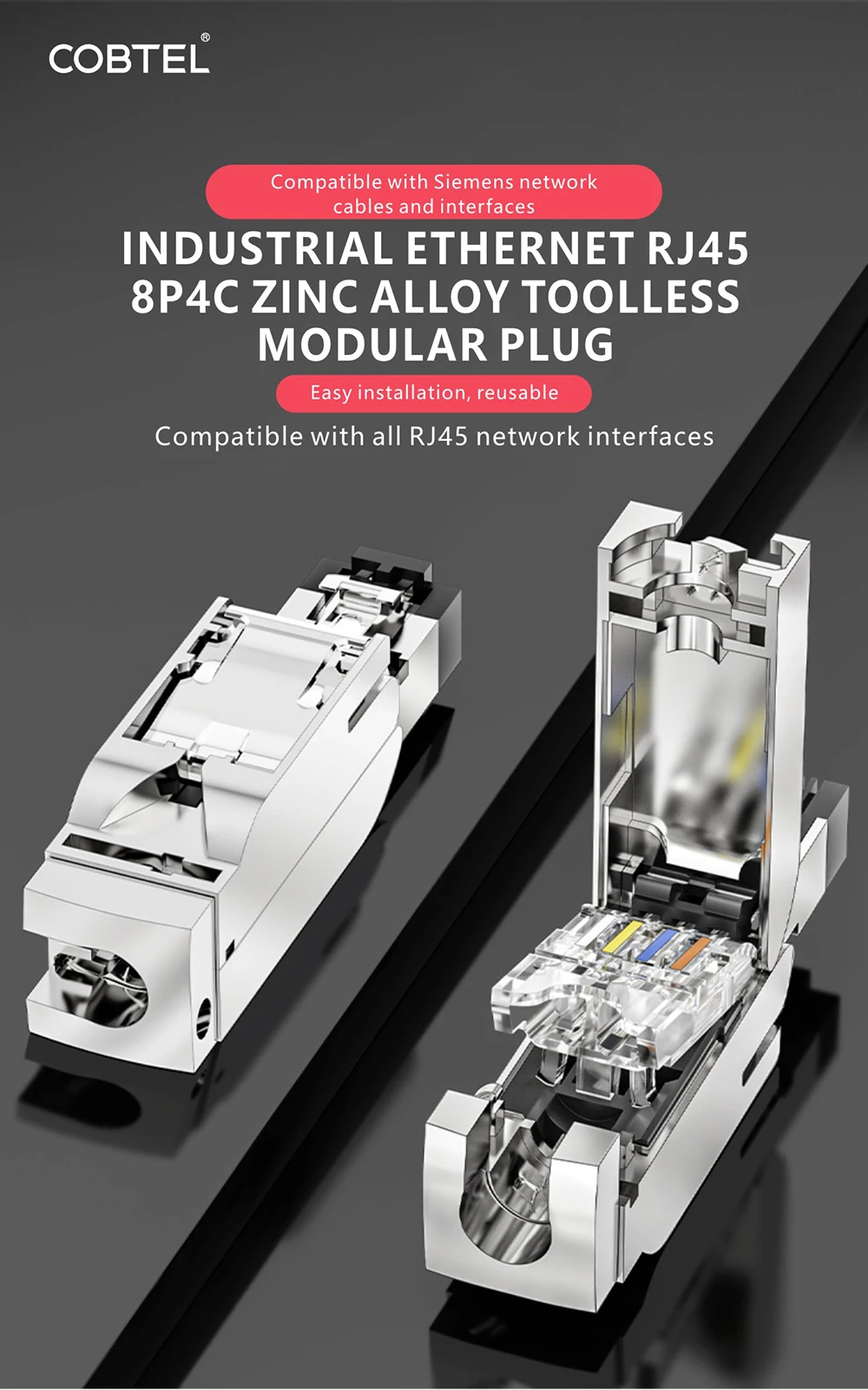 Profinet Ethercat 4-Core Ethernet RJ45 Connector for Industrial Use