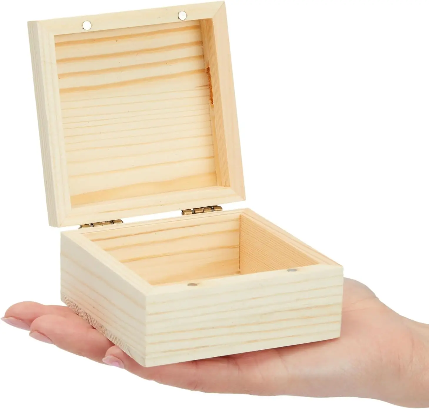 Unfinished Wooden Boxes With Hinged Lids Pinewood Magnetic Wood Box For ...