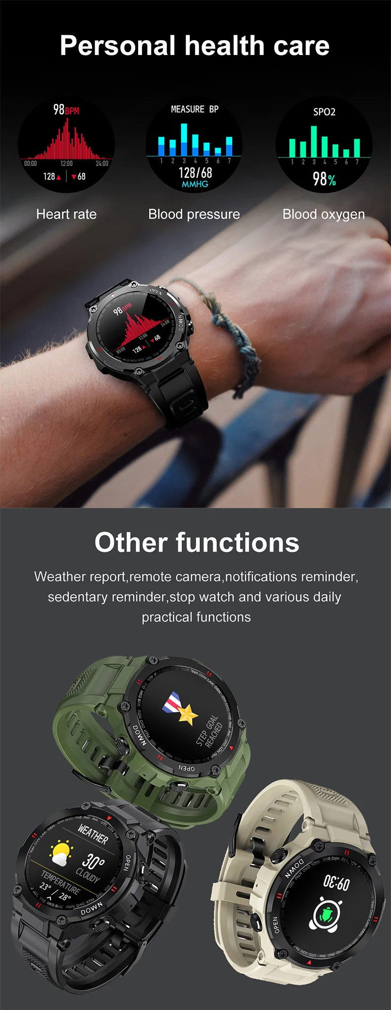 K22 Smartwatch Fitness Tracker Heart Rate Waterproof Sports Ladies Men ...