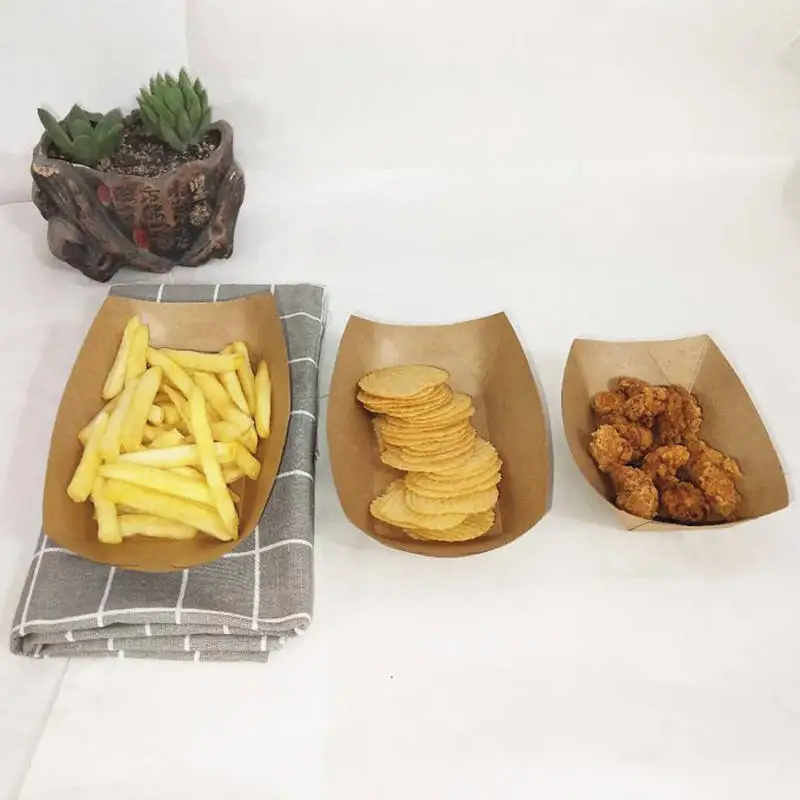 Disposable Brown Boat Shape Oil Proof Waterproof Kraft Food Paper Sushi ...