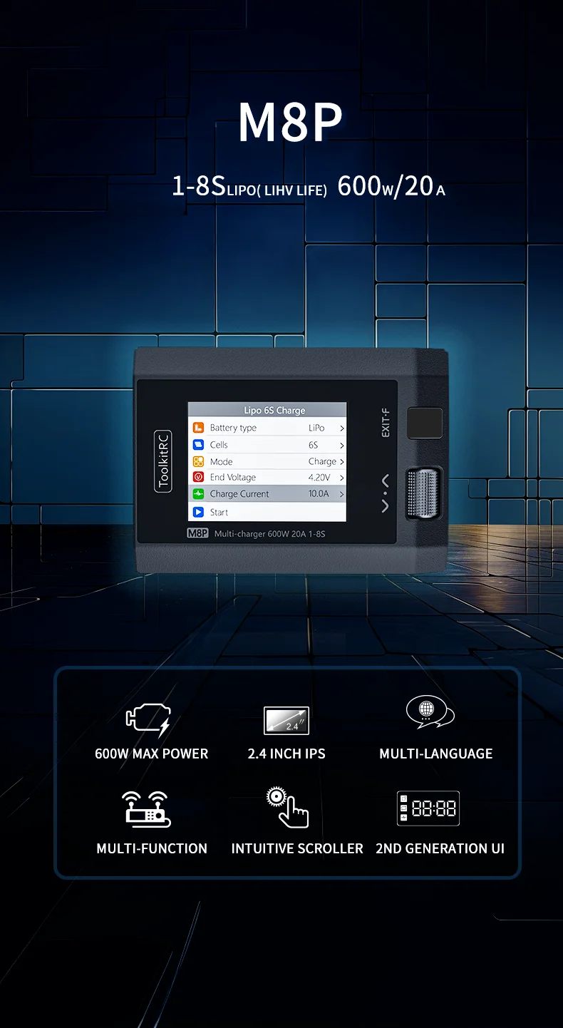 Toolkitrc M8P - Advanced 600W DC Balance Charger for Lipo Batteries