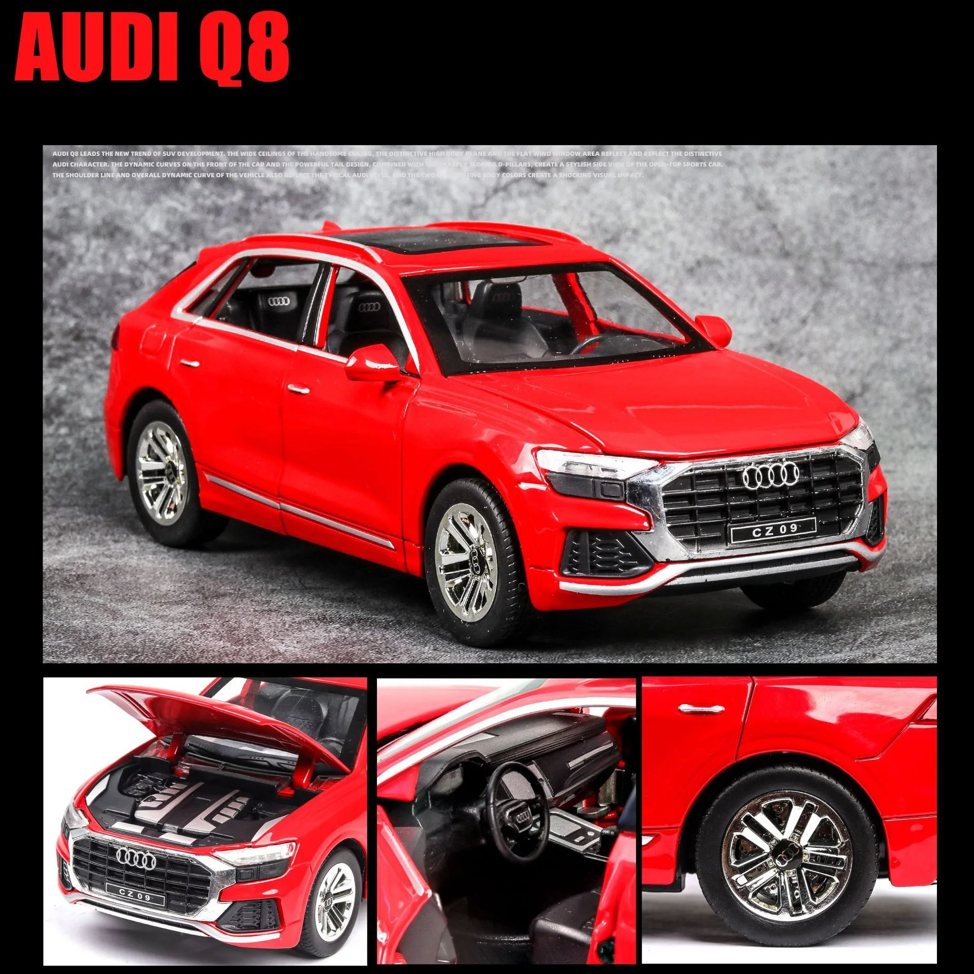CHEZHI 1:24 Q8 SUV Alloy Vehicle Model Ornaments Simulation Alloy Die ...