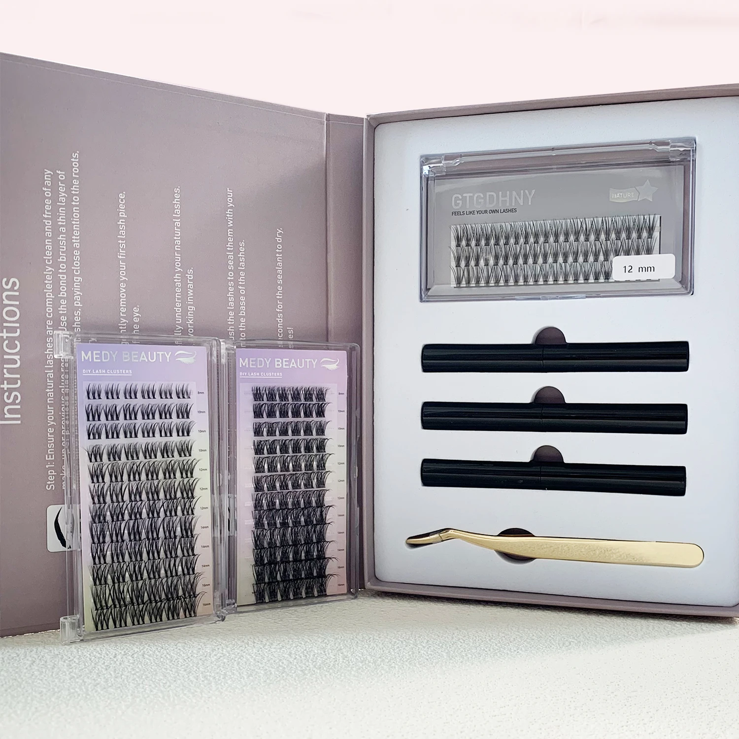 Medylashes Wholesale Cluster Lashes Custom Private Label D Curl Cluster ...