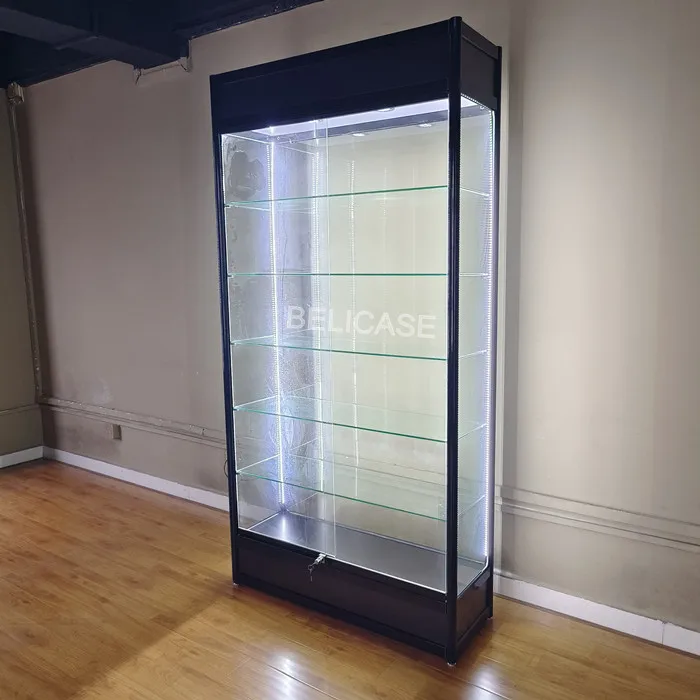 Full Vision Display Showcase with Light Glass Cabinet Display Case ...