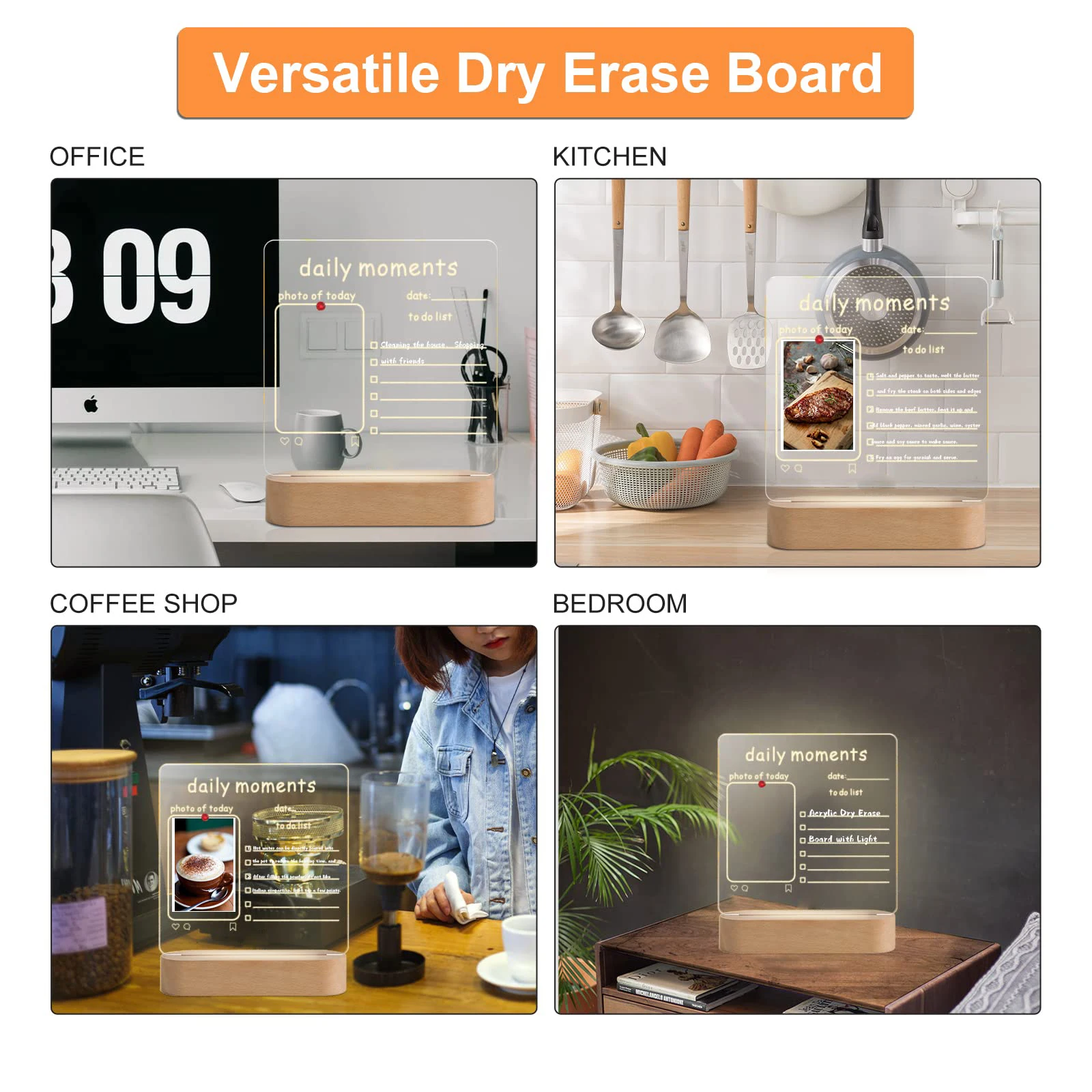 Custom Clear Acrylic Desktop LED Light-up Note Memo Board