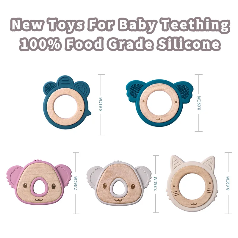 Customized Mold Logo Package Babi Silicon Toy Teether Ring Animal Bpa ...