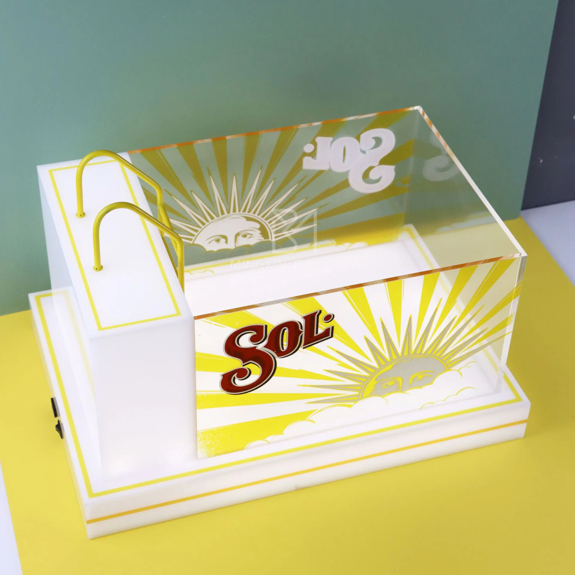 Mingxin Barware Sol Led Ice Bucket - Transparent & Customizable