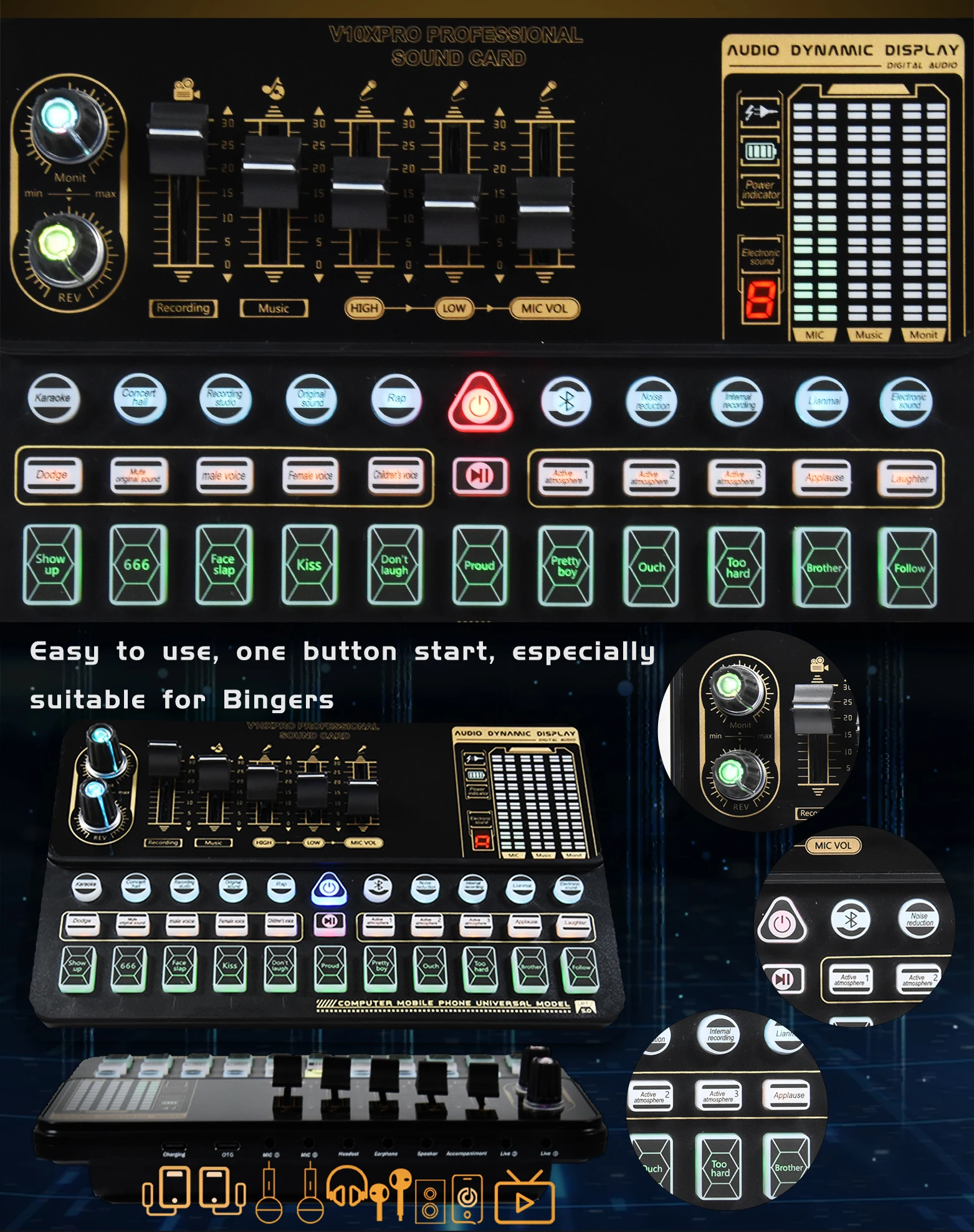 Professional Audio Interface - Sound Card & Mixer for Live Streaming