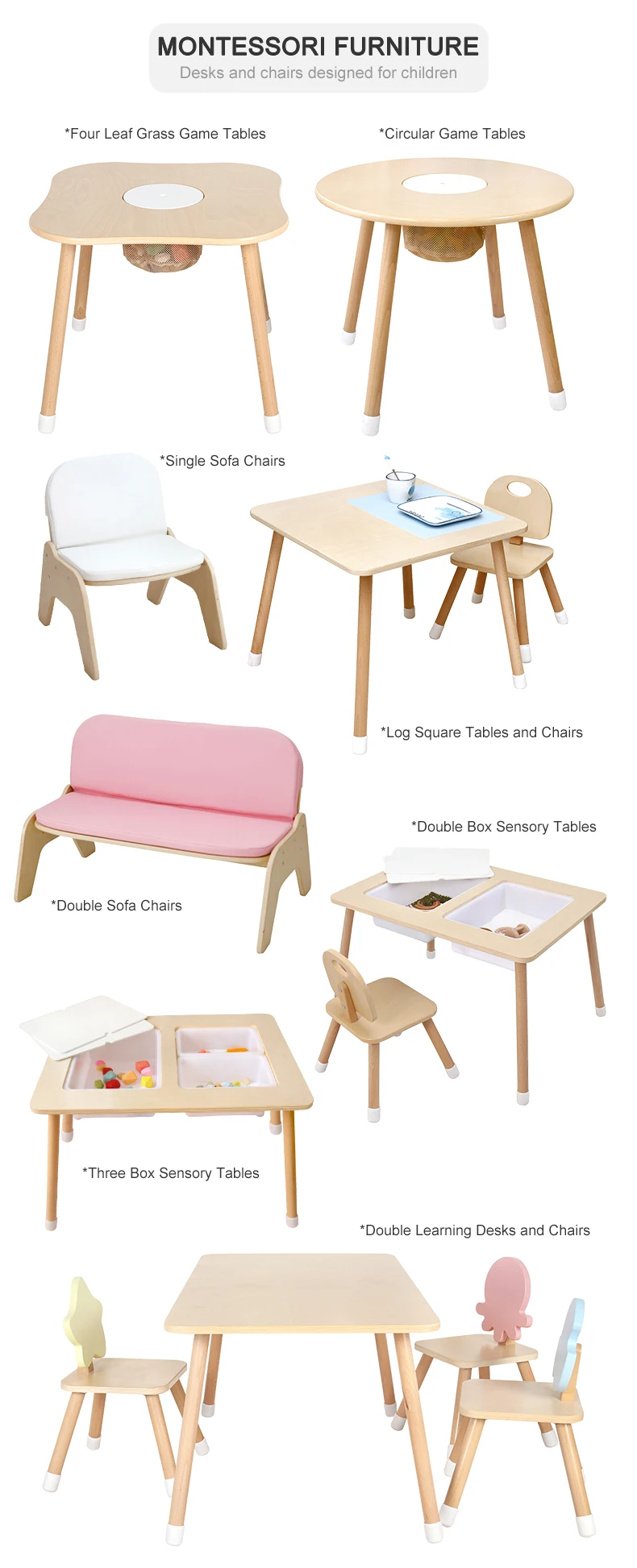Montessori-inspired Daycare - Wooden Study Tables for Kids