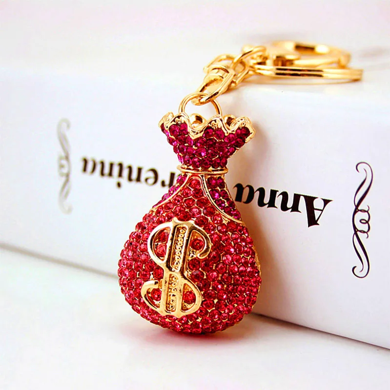 New Fortune Bag Crystal Rhinestone Lucky Keychains Luxury Key Chain ...