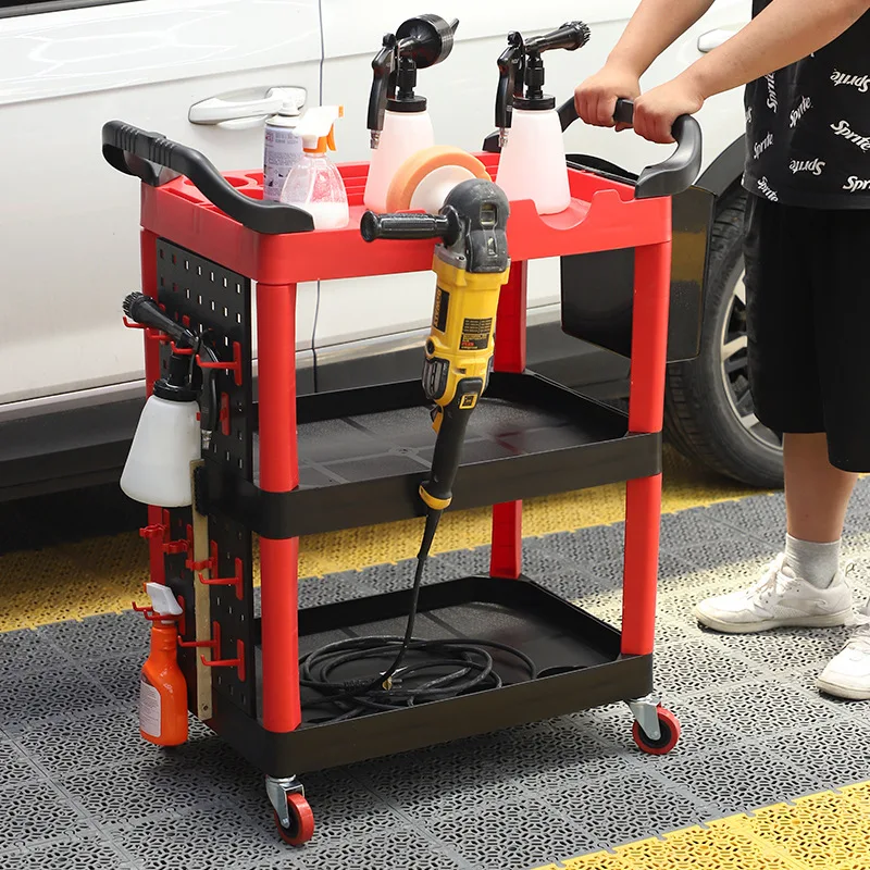 Car Detailing Tool Cart Multi-purpose Car Wash Plastic Cart With Bucket ...