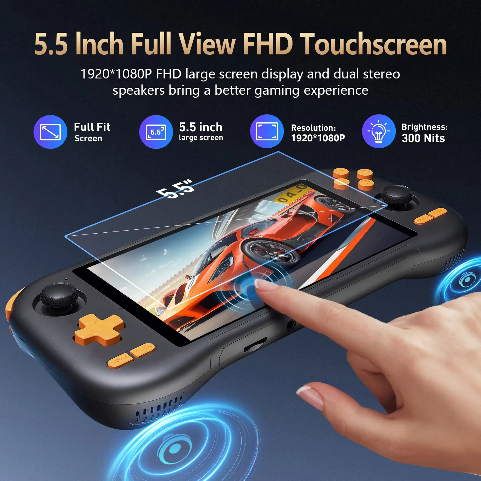 K56 Android 14 Retro Handheld Game Console Large HD Screen PSP Joystick ...