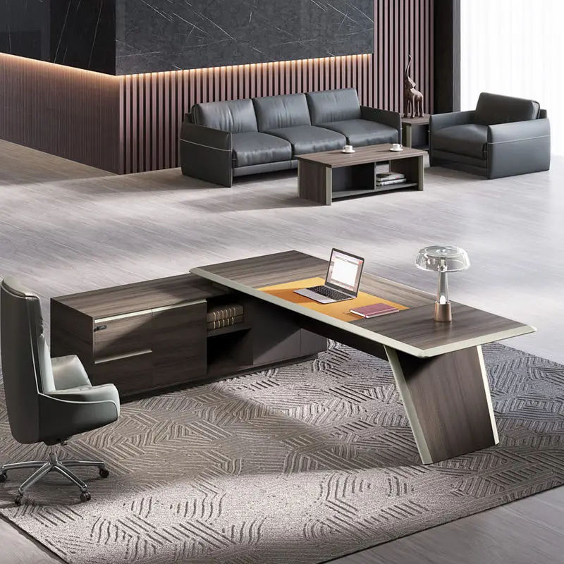 Luxury Office Table Desk With Chair Modern Commercial Furniture ...