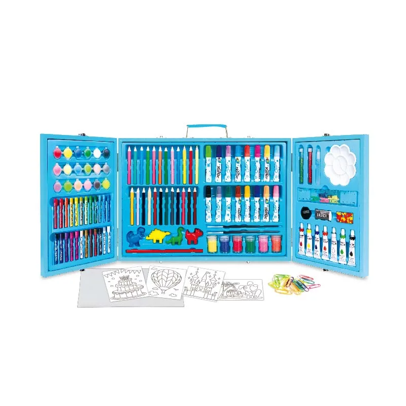 Cartoon Colored Drawing Crayons Pencil Wooden Case Box Art Set For ...