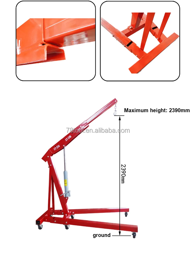 Hydraulic Folding Engine Crane,3 Ton Engine Hoist,Folding Shop Crane ...