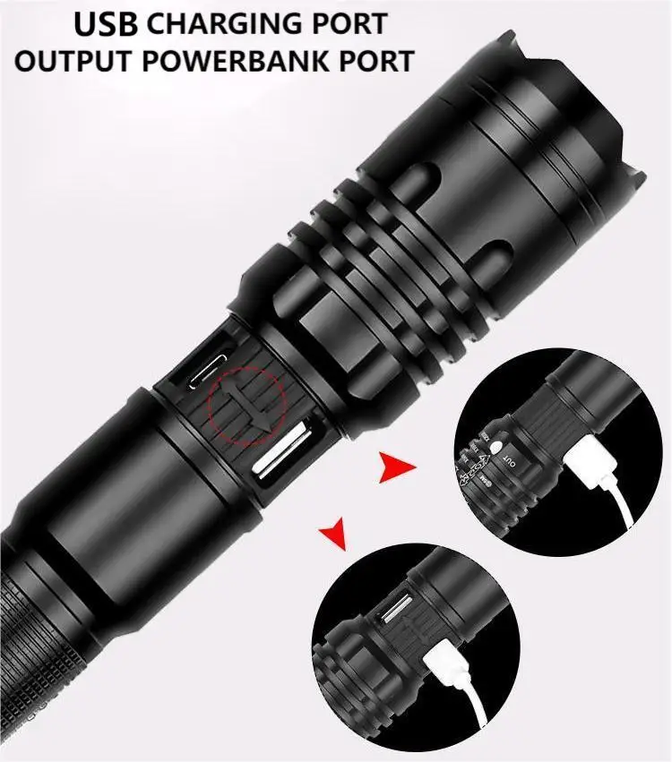 Hot Selling P50 Led 2000 Lumen High Power Led Flashlight Zoom Focus ...