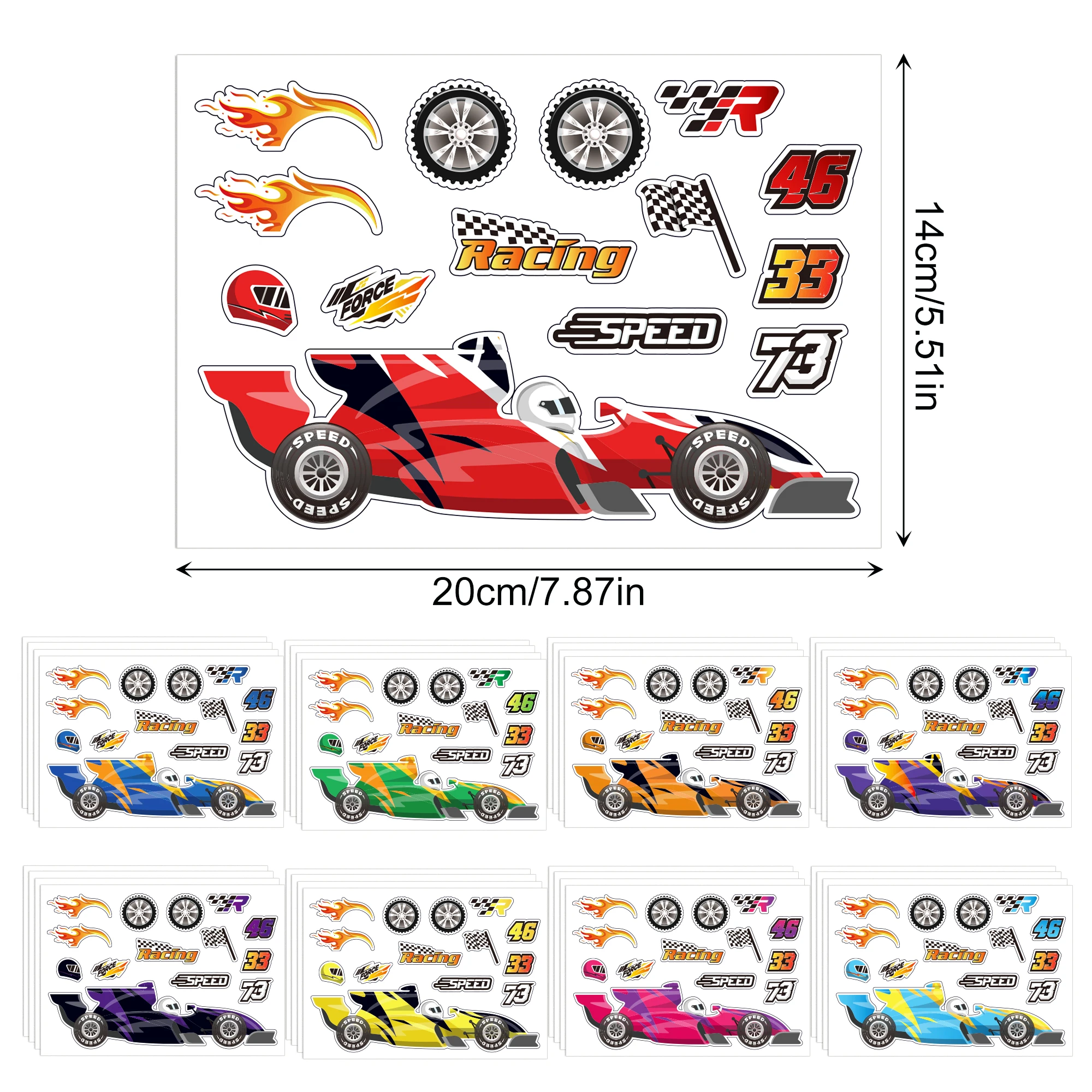 9 Sheets Racing Car Stickers Make a Race Car Stickers DIY Adhesive ...