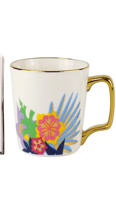 13oz New Bone China Coffee Mugs Ceramic Coffee Cups With Real Gold Logo ...