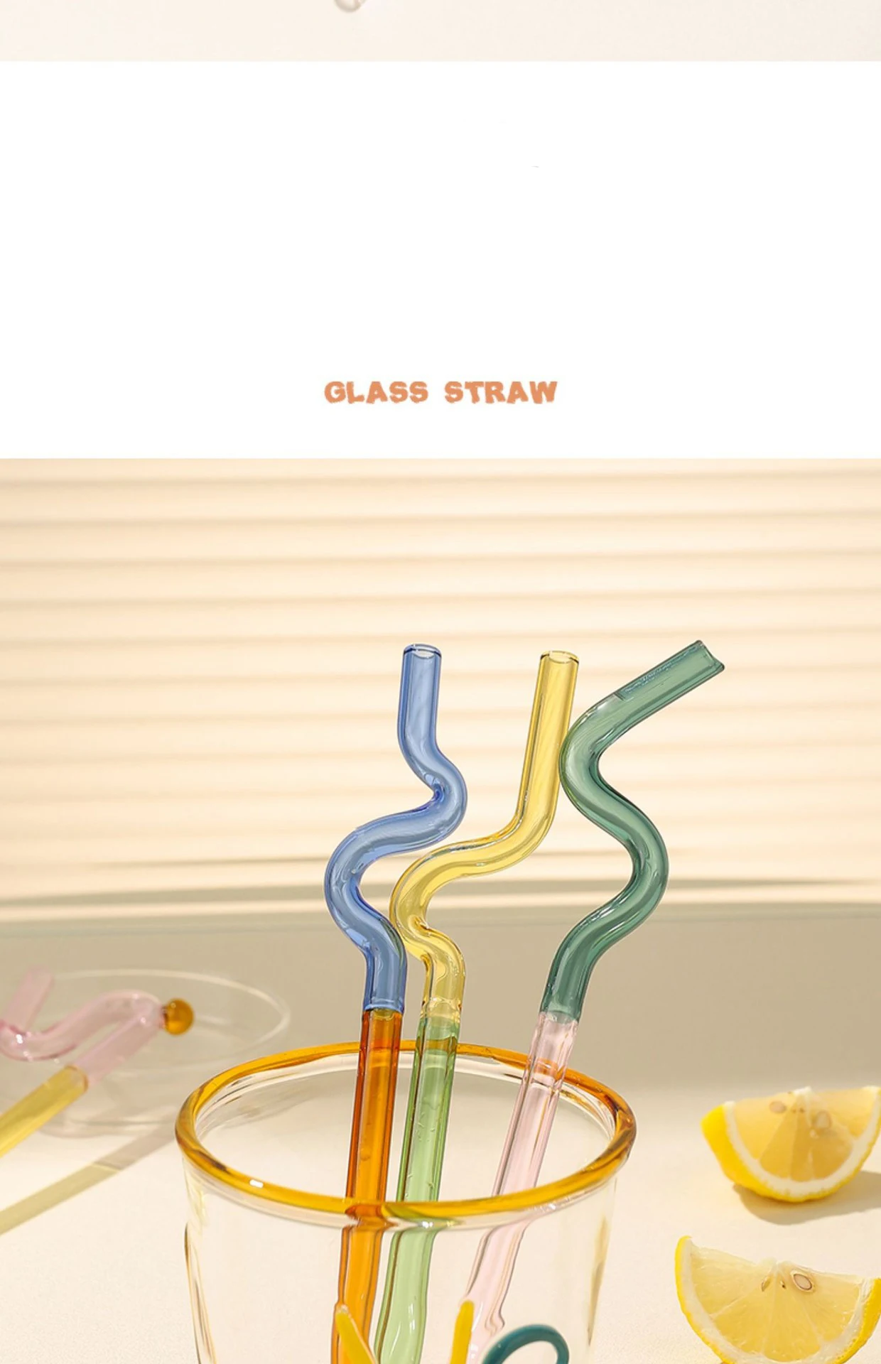 Reusable Cocktail Stirrers Glass Wavy Straw Twist Curly Glass Straws ...