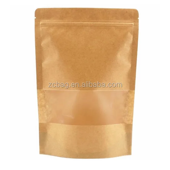 Kraft Paper Plastic PE Inside Moistureproof Pouch Doypack with Clear ...
