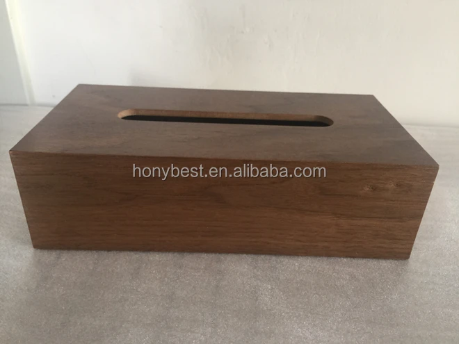 Rectangular Walnut Tissue Boxes Slide-Out Bottom Design Wooden Tissue ...