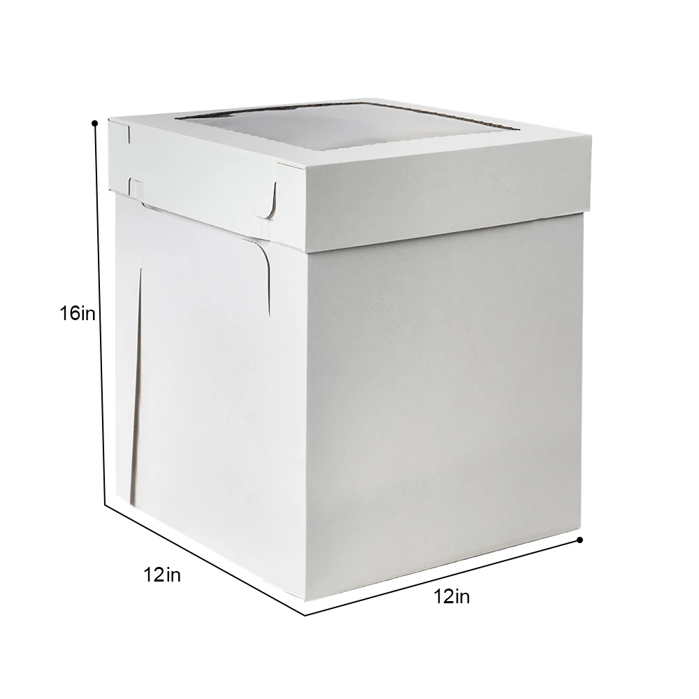 Custom 12 Inch Cake Boxes with Window - White Cardboard