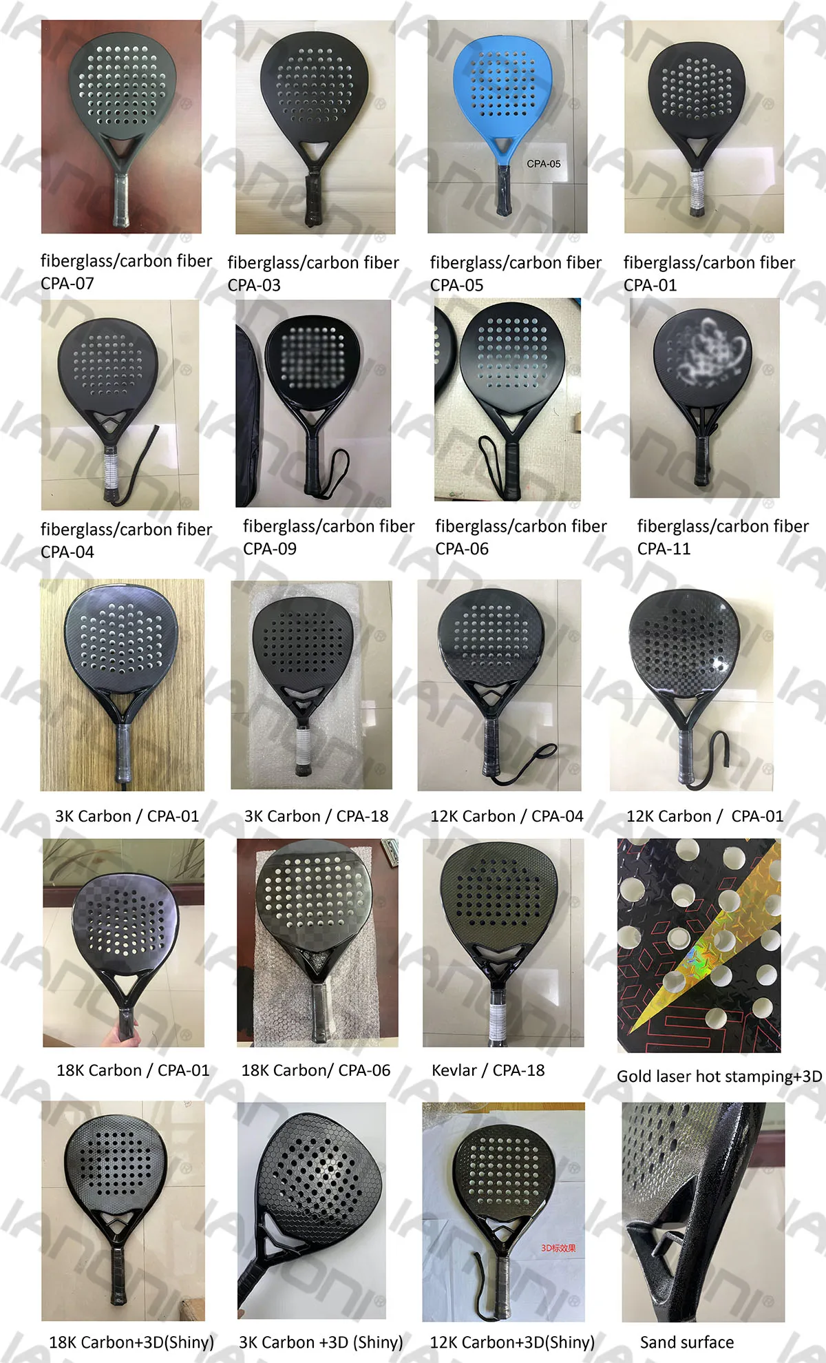 Customized Carbon Fiber Padel Rackets from IANONI Factory