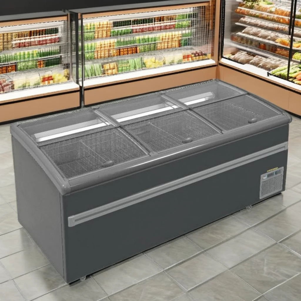 Commercial Big Capacity Supermarket Island Freezer Glass Sliding Door ...