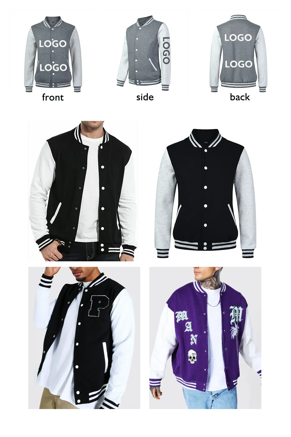 Custom Street Wear Logo Patches Baseball Jacket Truckers