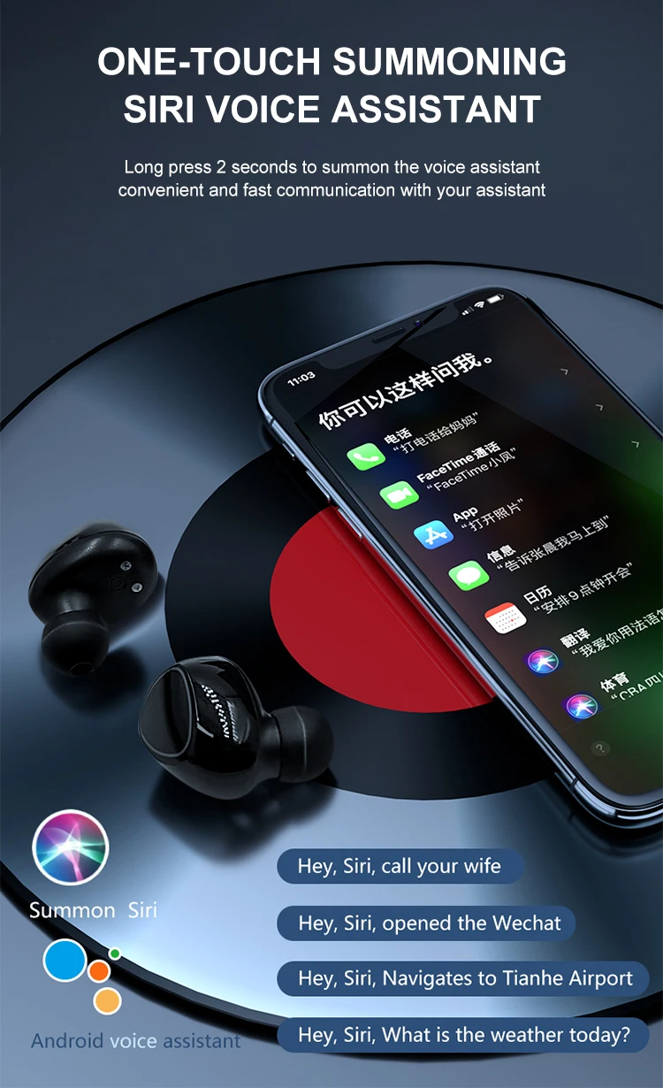 M10 True Wireless Earbuds - in-Ear Headphone with Power LED