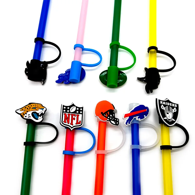 Fashion Football Team Logo Reusable Metal Straws Tips Dust Toppers ...