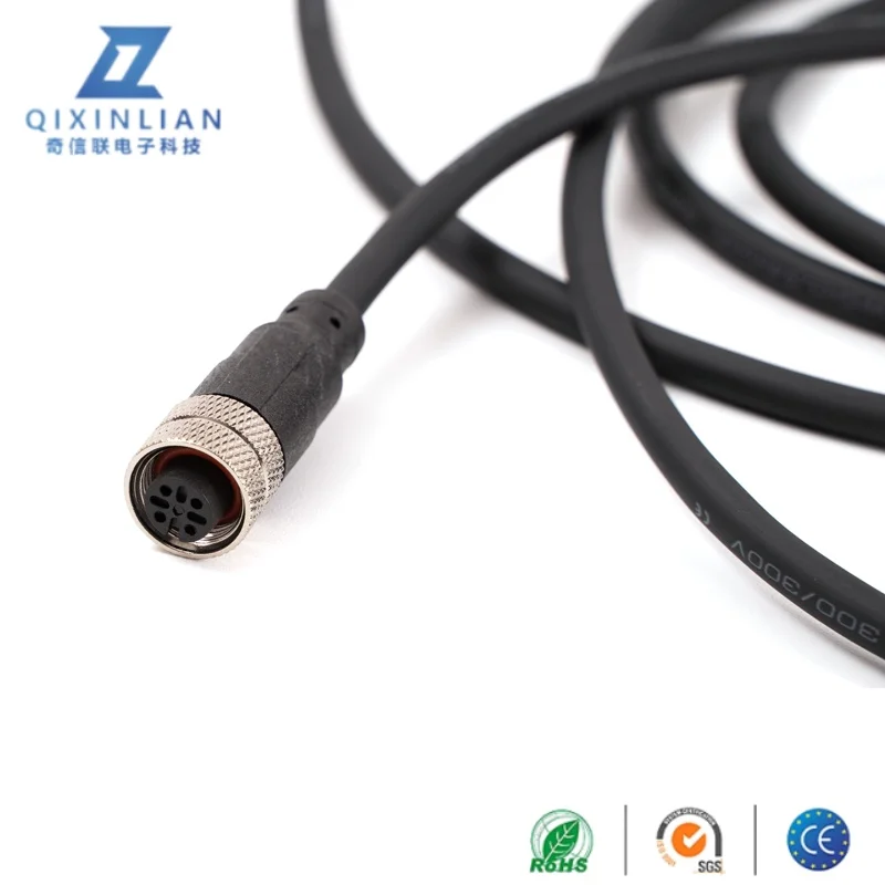 M12 Waterproof X-Code Female Socket Circular Connector with Shielded ...