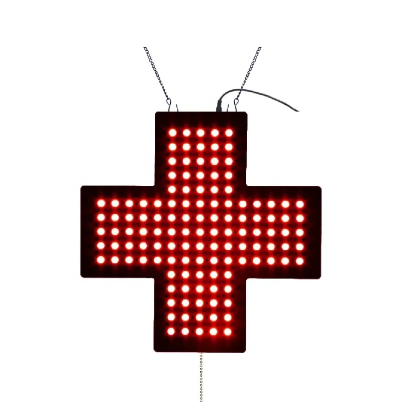 30x30cm Acrylic Board Indoor Red Flashing Led Pharmacy Cross Sign ...