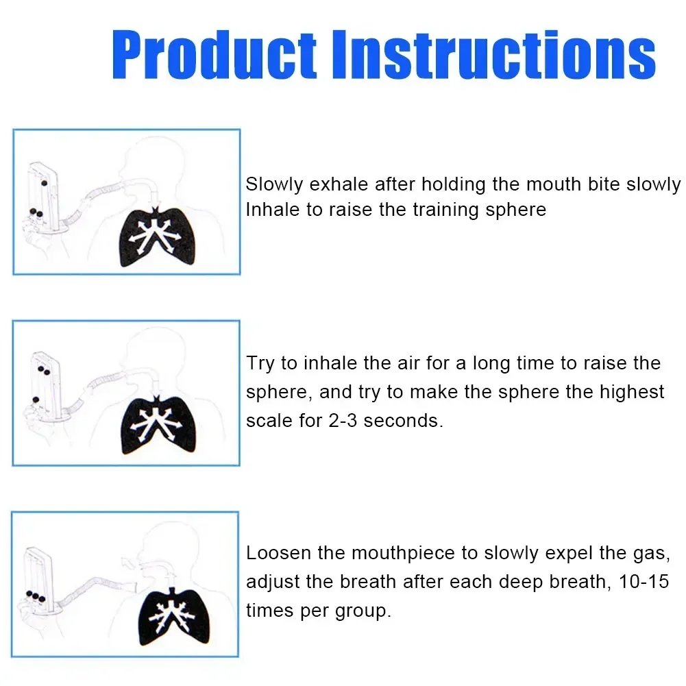 Respiratory Spirometry Lung Function Improvement Trainer With 3 Balls ...