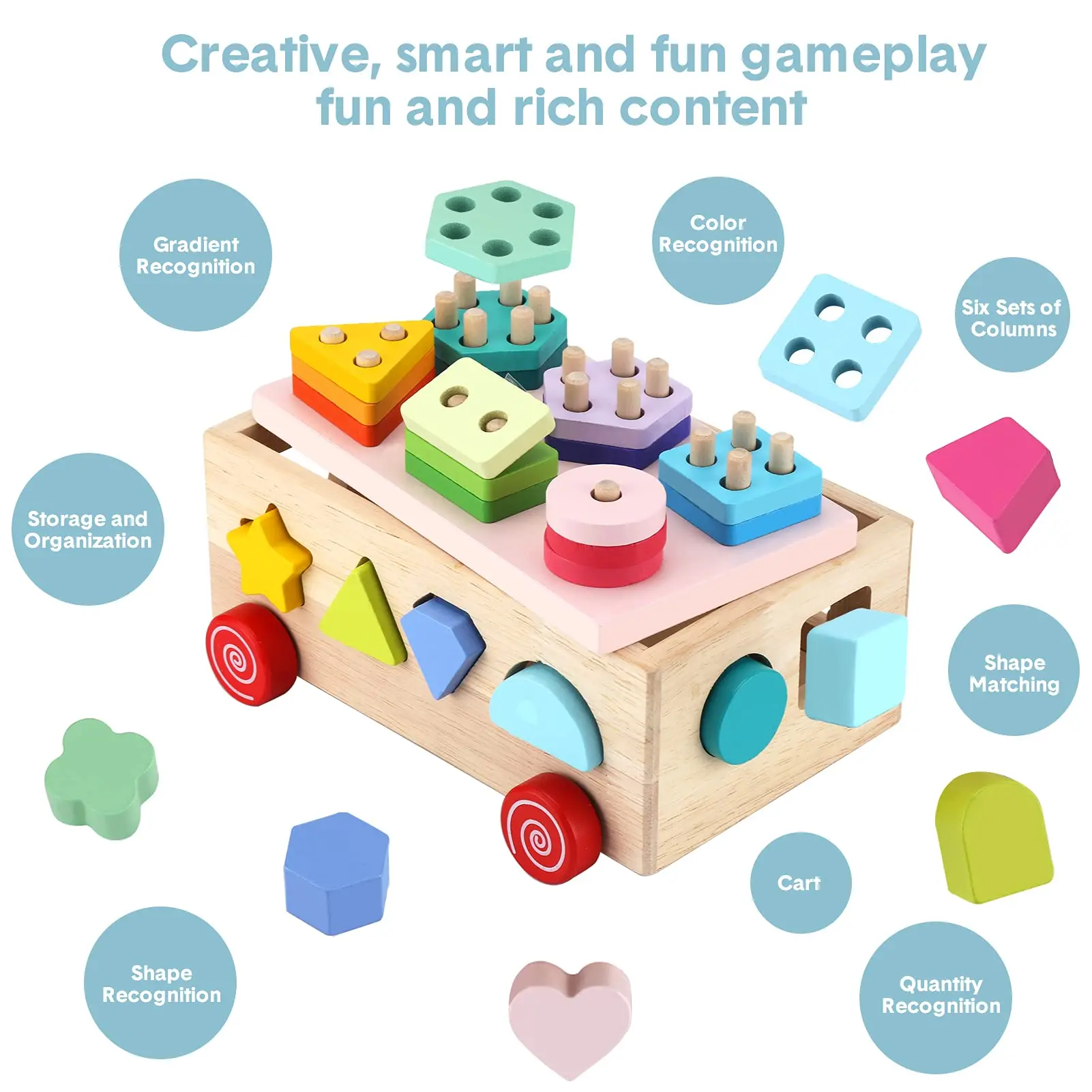 Wooden Cognitive Toys Color Recognition Shape Classification Cube Block ...