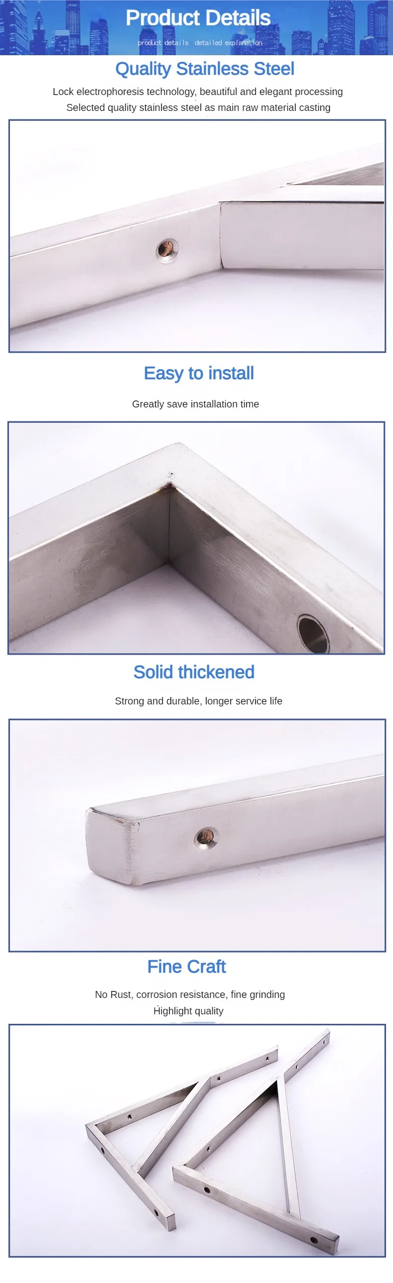 Thickened Triangular Stainless Steel Bracket Marble Support Bracket On ...