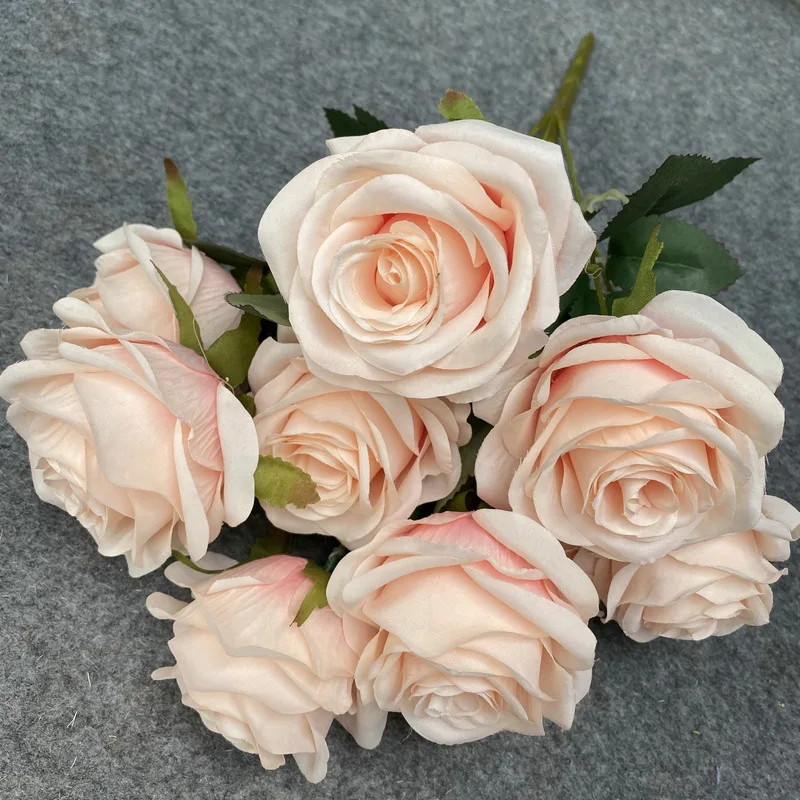 Decorative Real Touch Rose Artificial Flowers Single Bulk Silk White ...