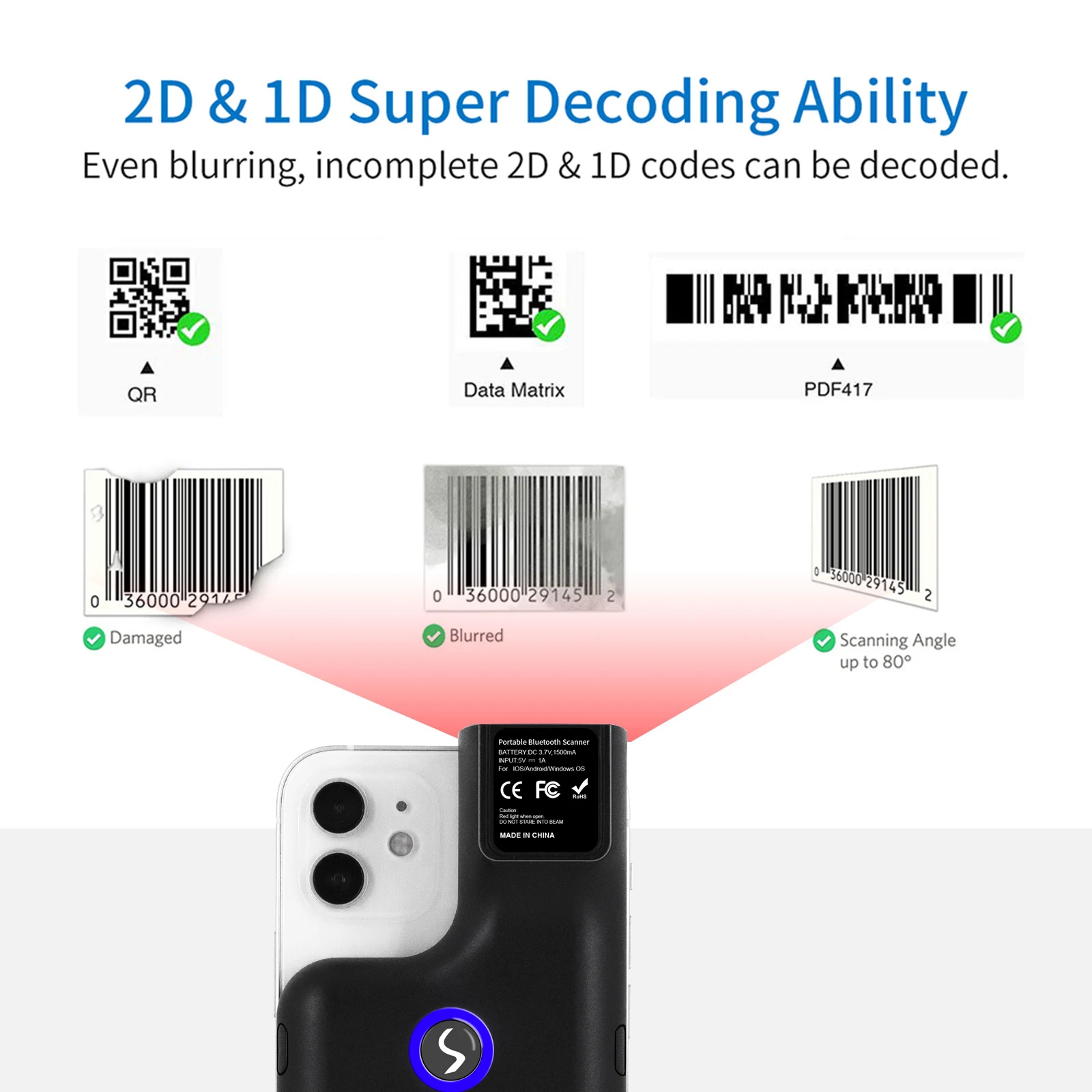 Symcode MJ-R75 Wireless 2D Barcode Scanner - Reliable & Efficient