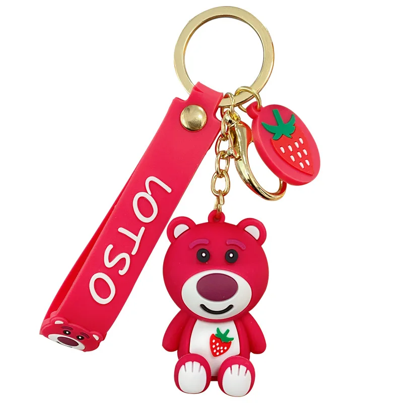 Cute Fruit Bear Keychain Cartoon Silicone Animal Doll Keyring Car Key ...