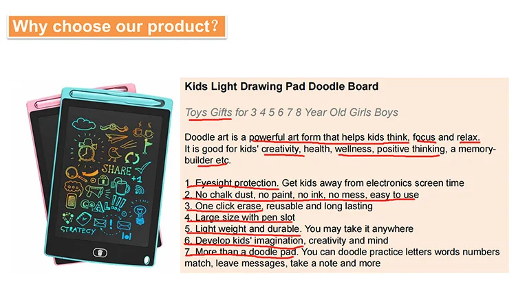 Kids Paperless Graffiti Doodel Board 8.5" LCD Writing Tablet for New ...