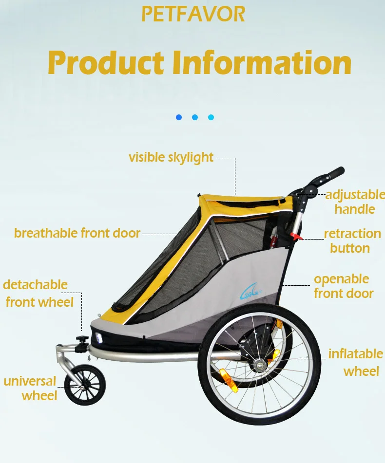Outdoor Trolley Pet Carrier Trailer for Dogs - Easy Jogging