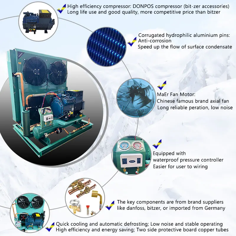 8HP Donpos Compressor - Efficient Condensing Unit for Cold Rooms