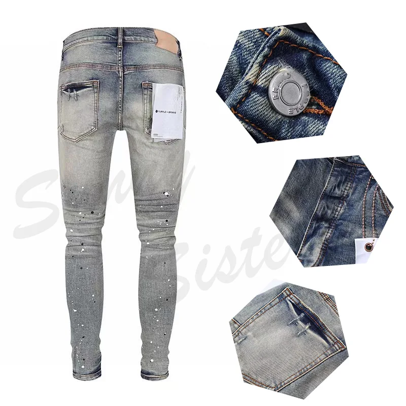 High Quality Straight Slim Fit Jeans Men Designer For Purple Jeans New ...