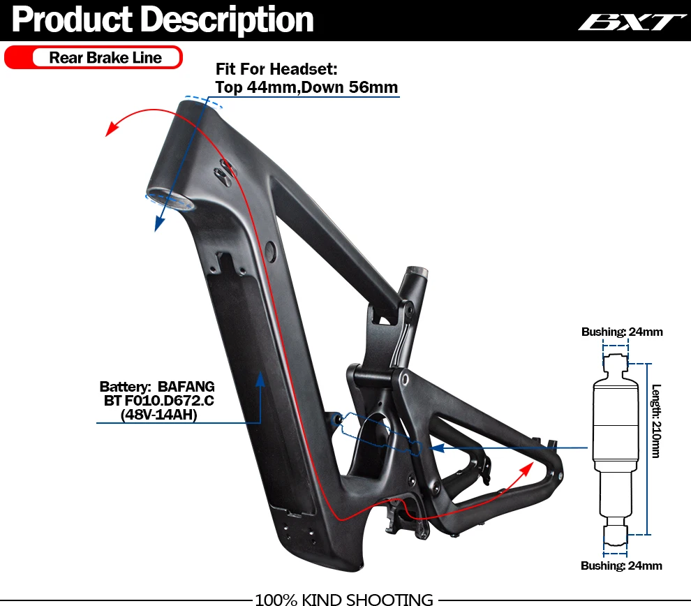 Bafang Carbon Electric Full Suspension MTB Frame 29er - OEM Available