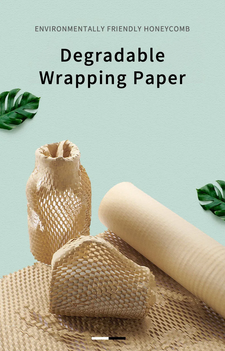 Brown Kraft Honeycomb Buffer Paper Roll Eco-Friendly Degradable ...