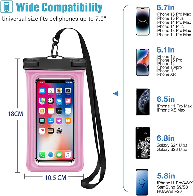 Adjustable Rope Large Clip Ipx8 Injected Air Floating Pouch Waterproof ...