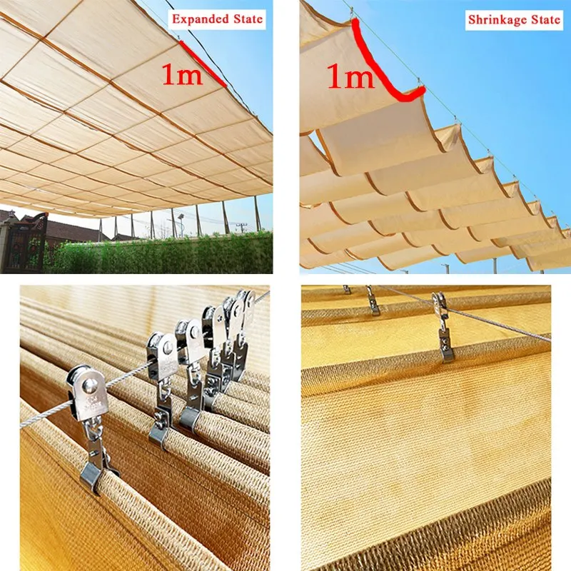 Waterproof Retractable Wave Sun Shade Canopy for Outdoor